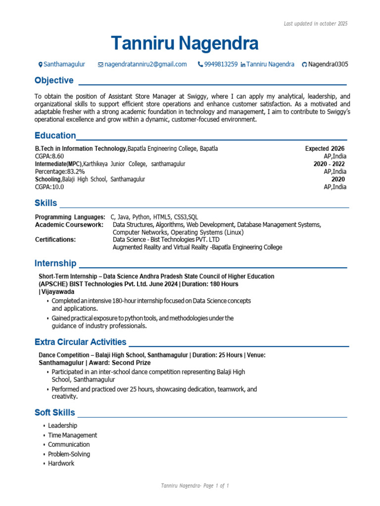 Resume Nagendra | PDF | Computing | Information Technology