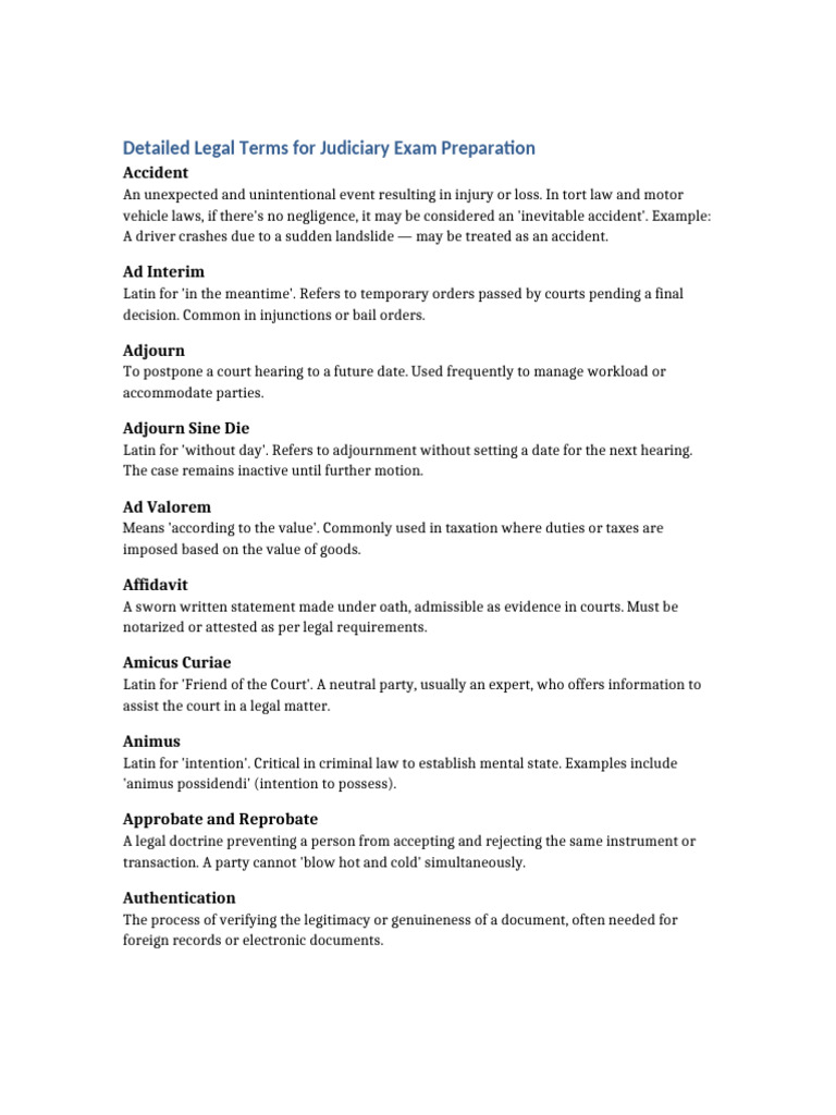 Full Detailed Legal Terms Judiciary Preparation | PDF | Lawsuit ...