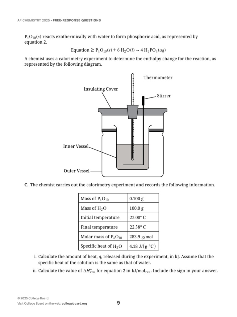 AP Chemistry 2025 Free-Response Questions | PDF | Chemical Equilibrium ...