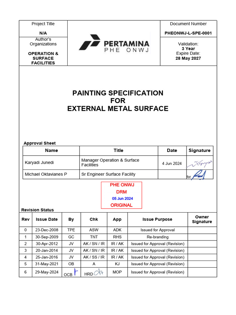 PHEONWJ-L-SPE-0001 6 Painting Specification For External Metal Surface ...