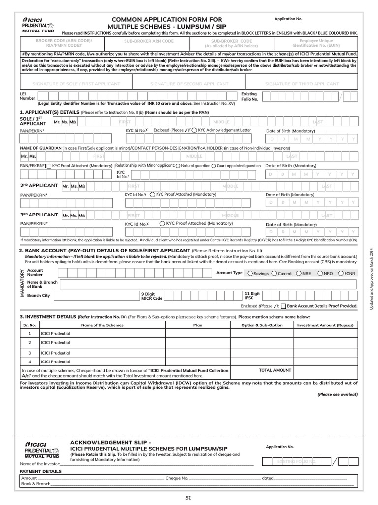 ICICI Common Application Form Guide | PDF | Cheque | Investing