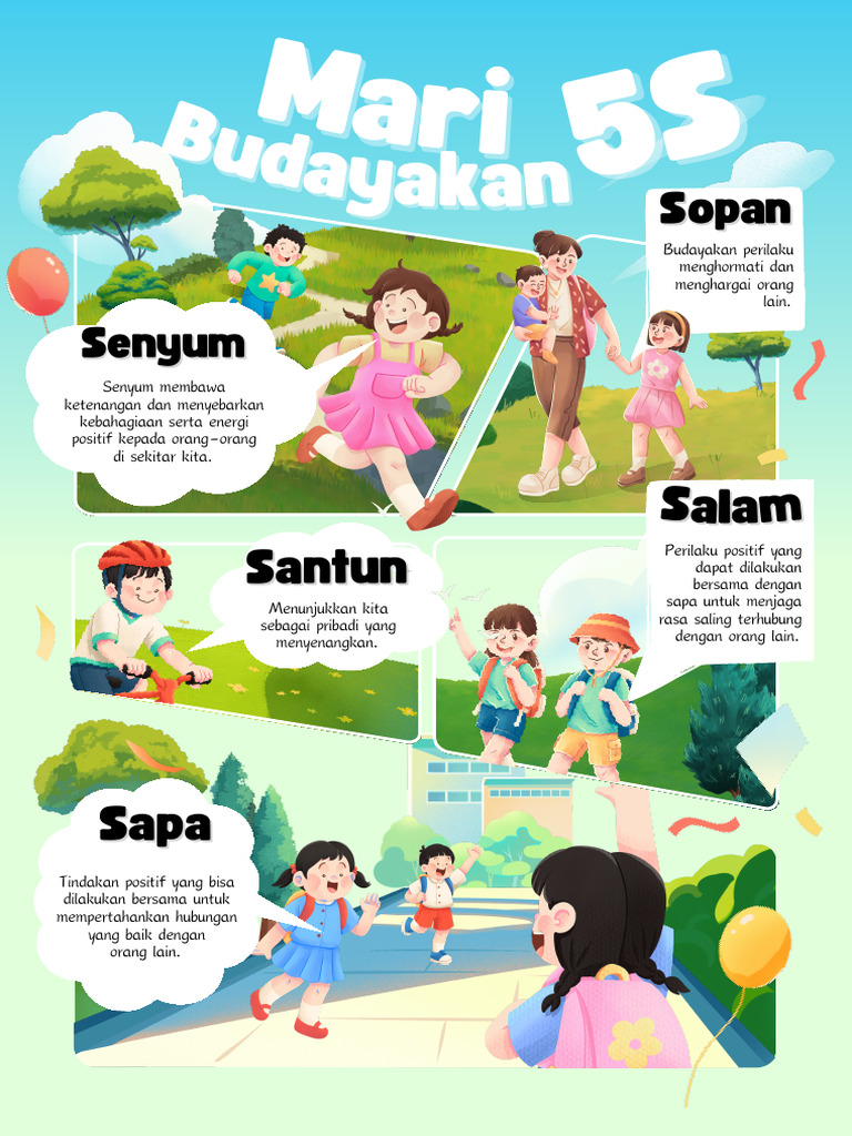 Poster Anak Budayakan 5S Ilustratif Hijau Dan Biru - 20251015 - 164003 ...