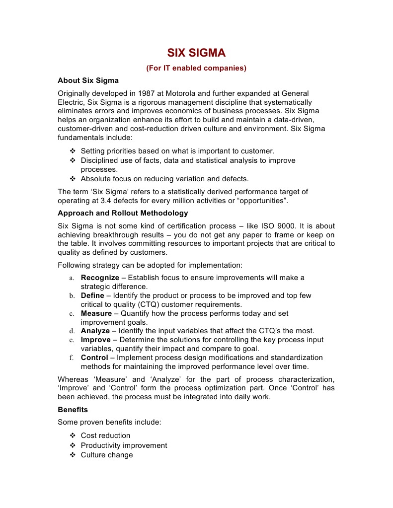 Six Sigma | PDF
