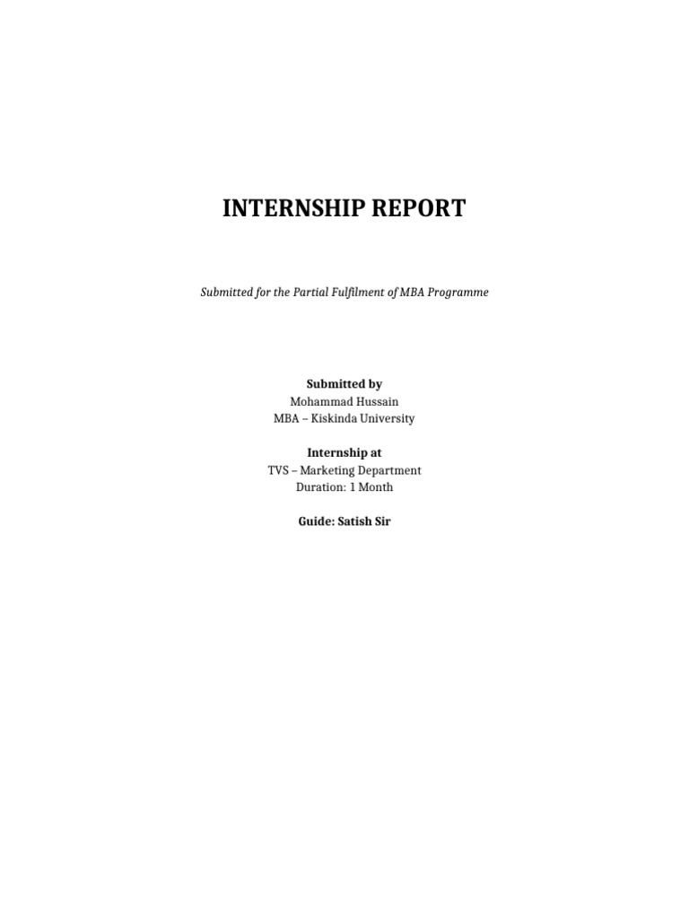 TVS Marketing Internship Report Mohammad Hussain | PDF | Marketing | Brand
