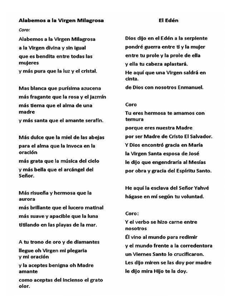 Alabemos Ala Virgen Maria El Eden | PDF