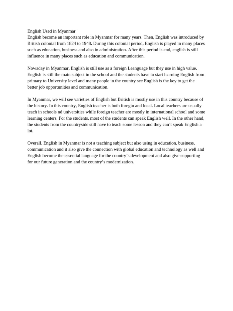 English Used in Myanmar-2 | PDF