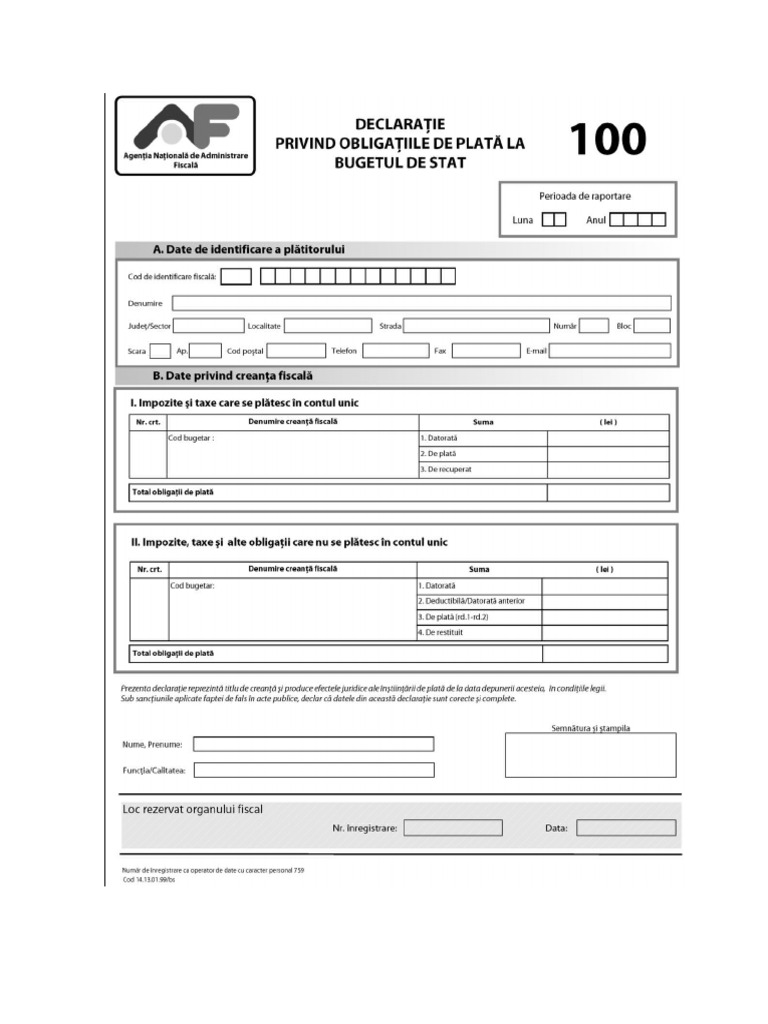Formularul 100 | PDF