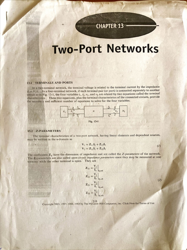 Ele301 Two Port Networks | PDF