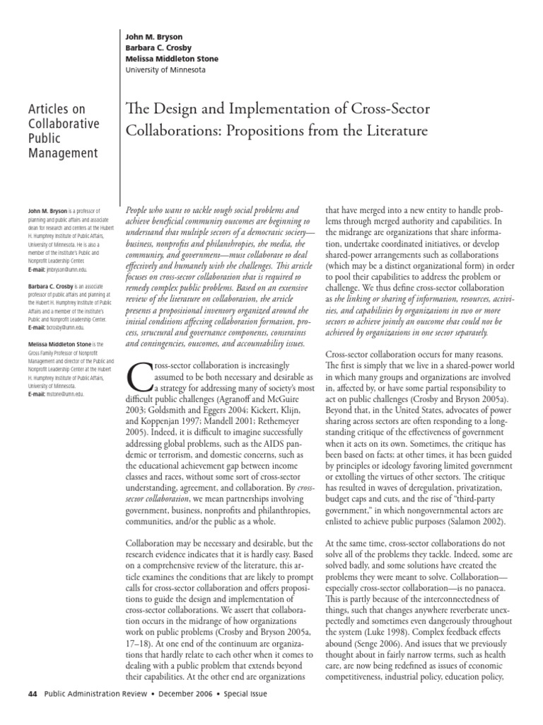 Bryson Crosby Stone The Design and Implementation of Cross-Sector ...