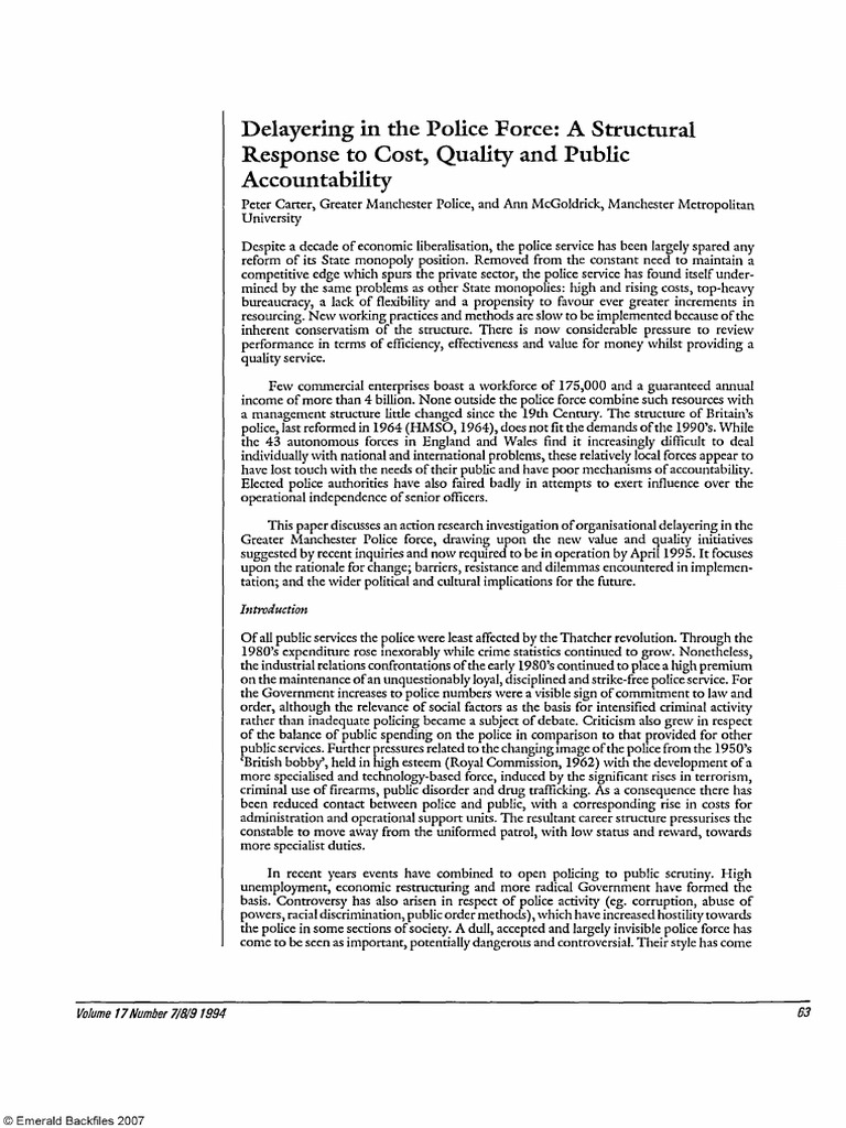 Delayering Police Structure for Accountability | PDF | Police | Inspector