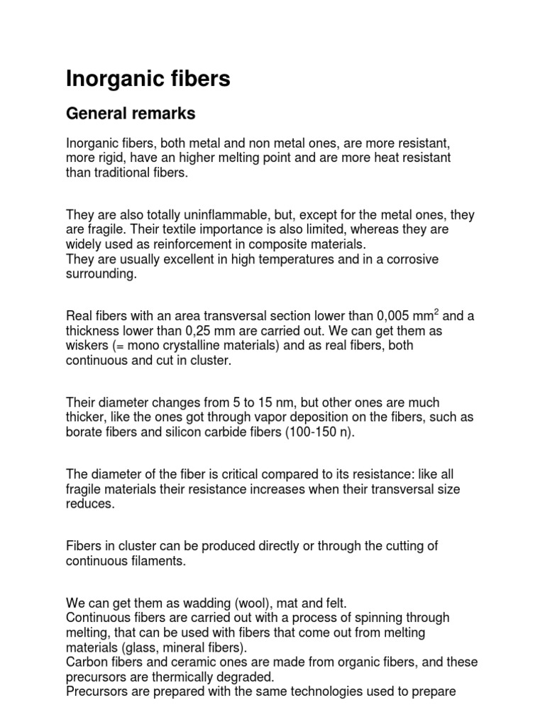 Inorganic Fibers Properties and Uses | PDF | Carbon | Glasses