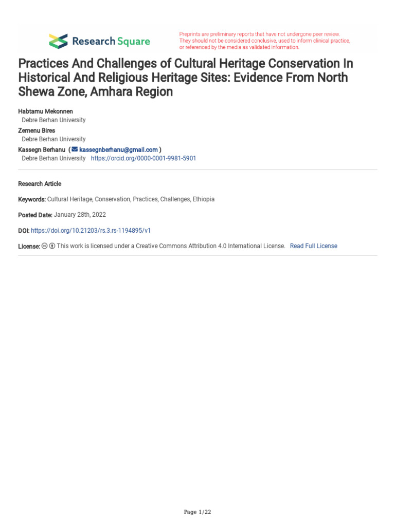 Practices and Challenges of Cultural Her | PDF | Errors And Residuals ...