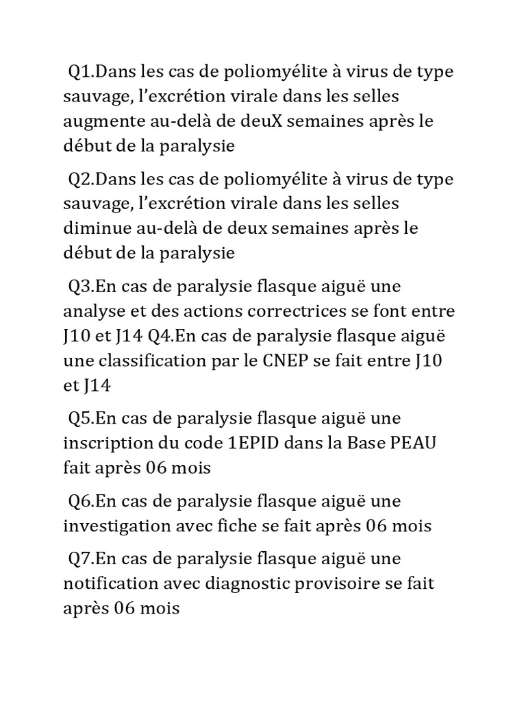 Surveillance de la poliomyélite et PFA | PDF | Maladies et troubles ...