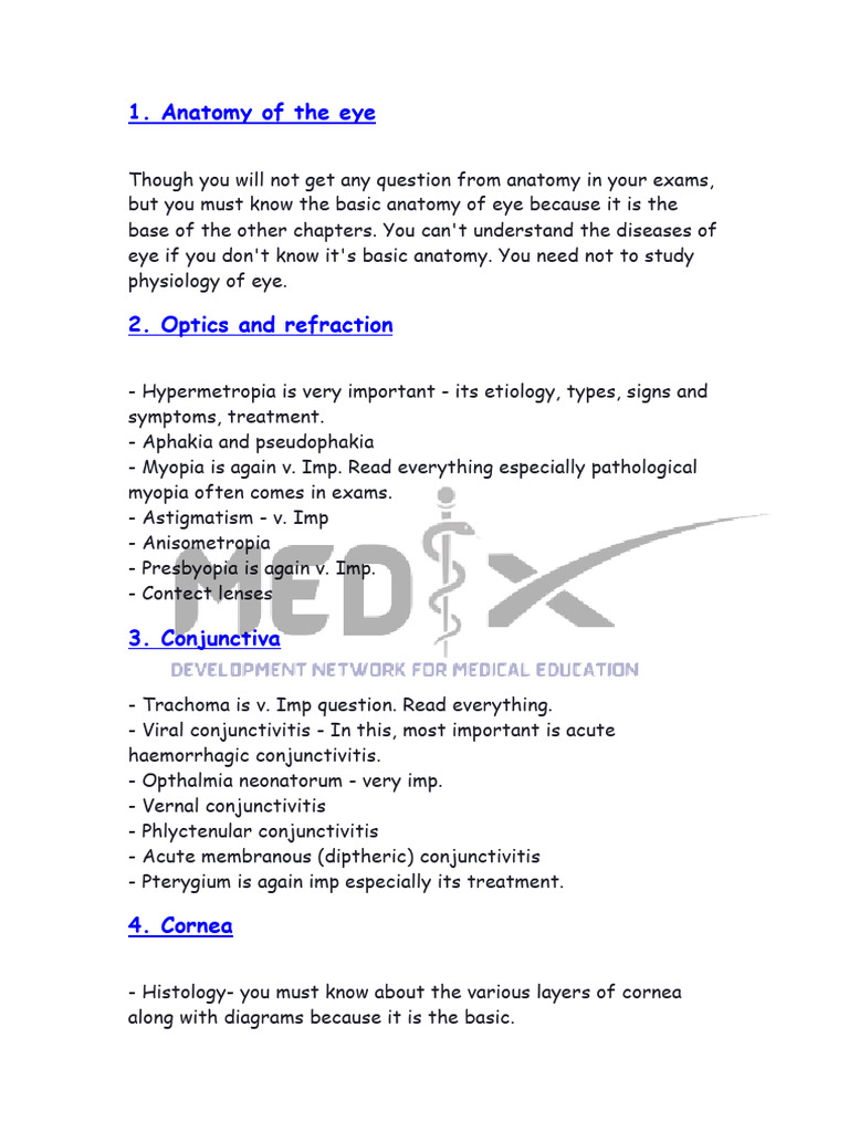 Key Topics in Ophthalmology Exams | PDF | Glaucoma | Cornea
