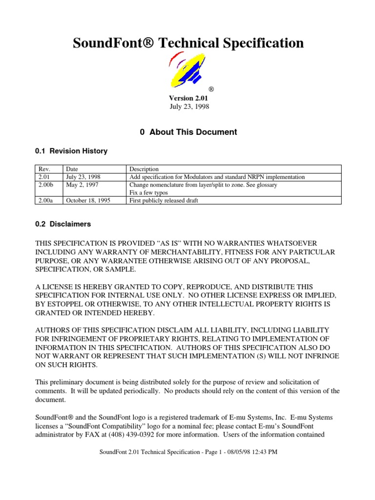 Soundfont Technical Specification: 0 About This Document | PDF ...