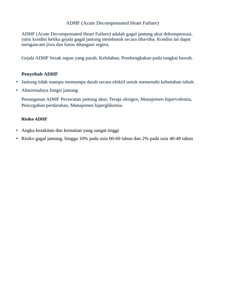 ADHF (Acute Decompensated Heart Failure) | PDF