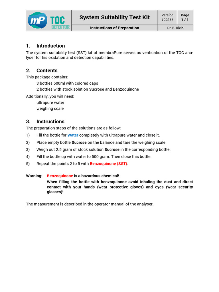 Manual For SST Kit - 190211 | PDF