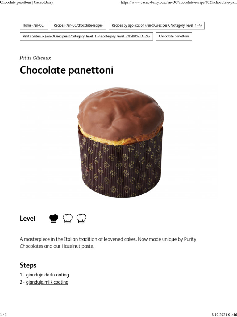 Chocolate Panettoni Cacao Barry | PDF | Cakes | Chocolate