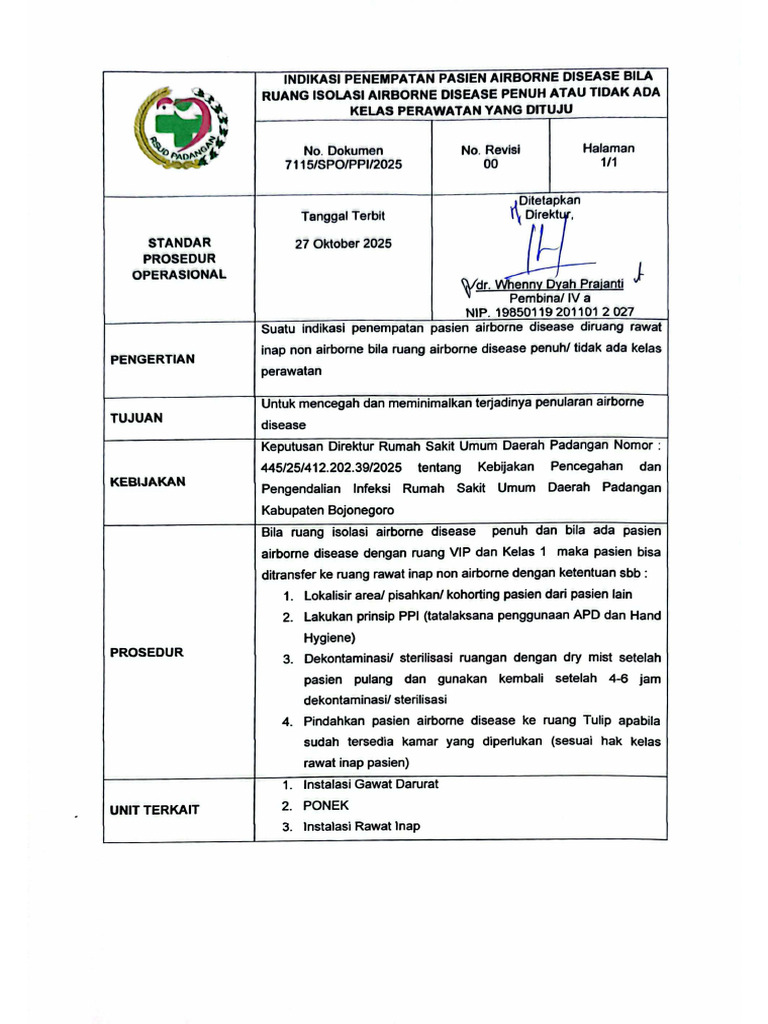 Spo Indikasi Penempatan Pasien Airborne Disease Bila Ruang Isolasi ...