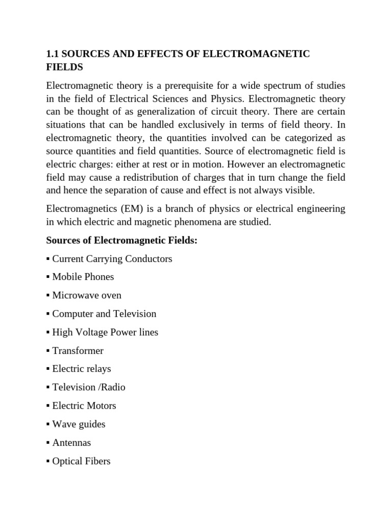 Electromagnetic Fields: Sources & Effects | PDF | Euclidean Vector ...