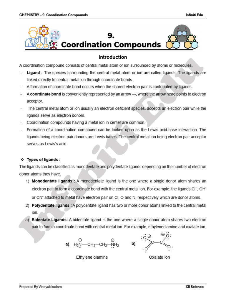 Coordination Compounds in Chemistry | PDF | Coordination Complex | Ligand