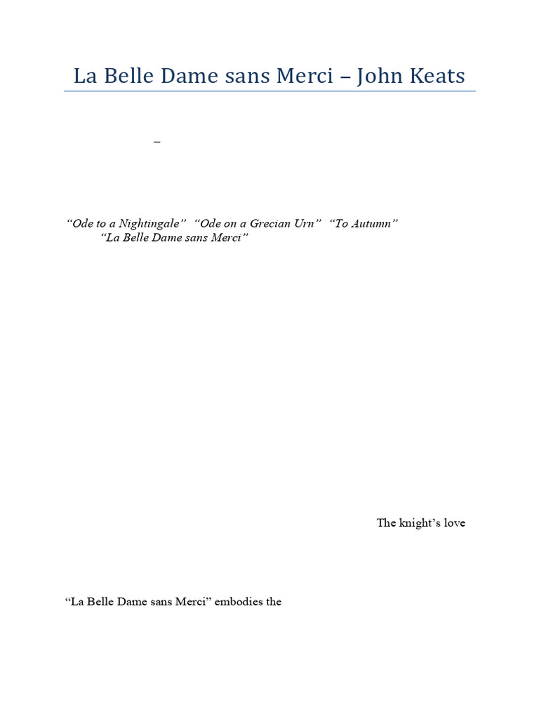 La Belle Dame Sans Merci 3 Sem | PDF | John Keats | Poetry