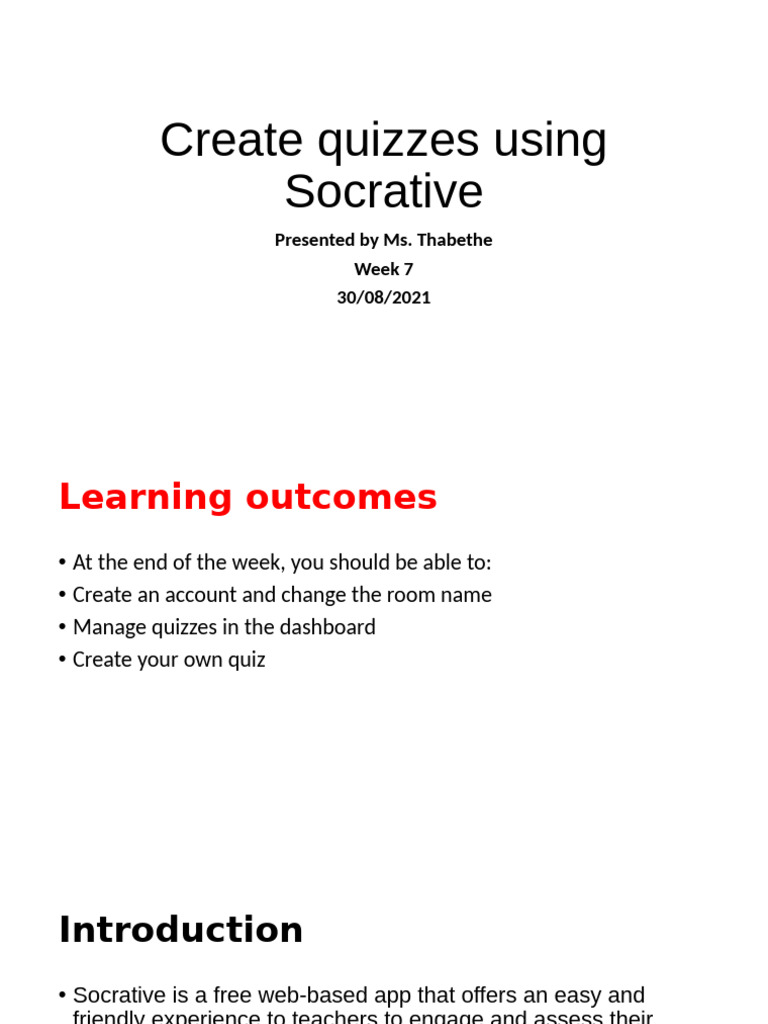 Socrative To Create Quizzes in The Classroom | PDF | Quiz