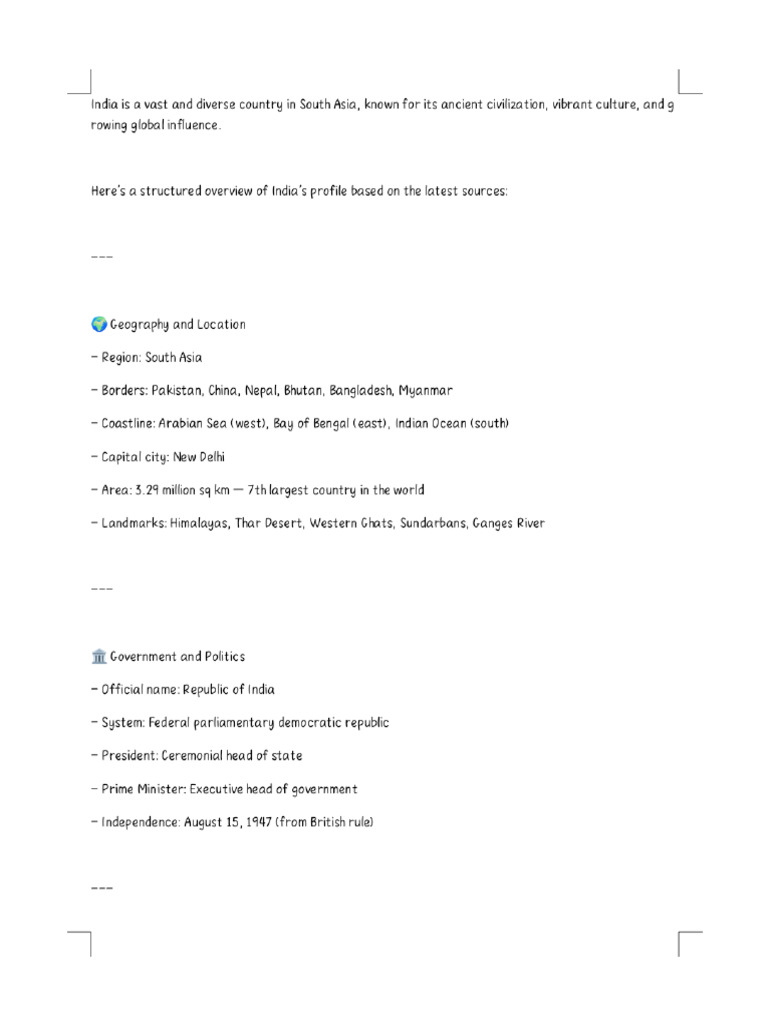 India Is A Vast-WPS Office - Phoenix | PDF