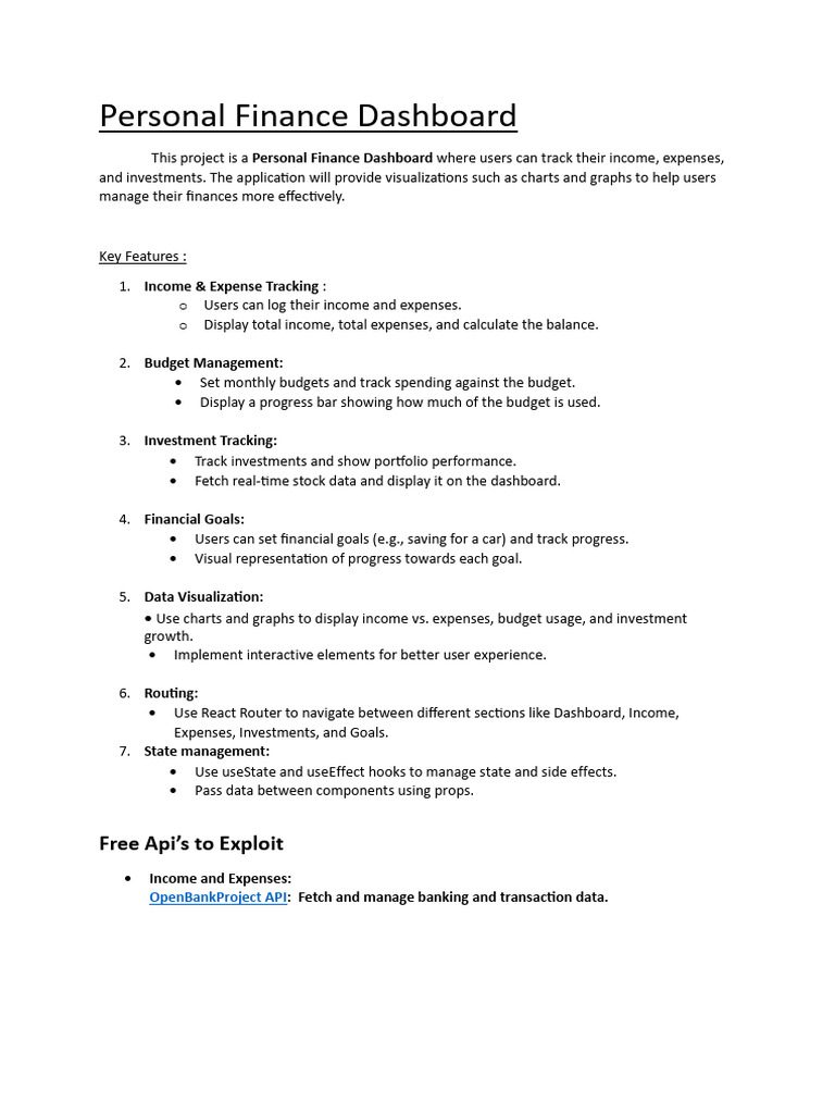 Personal Finance Dashboard | PDF | Personal Finance | Economies