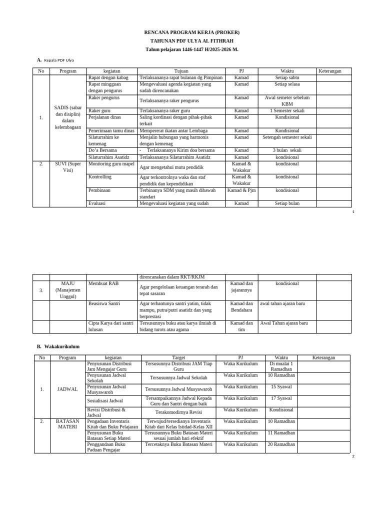 Program Ajaran Baru Tahun 1446-1447 - 2025-2026 | PDF