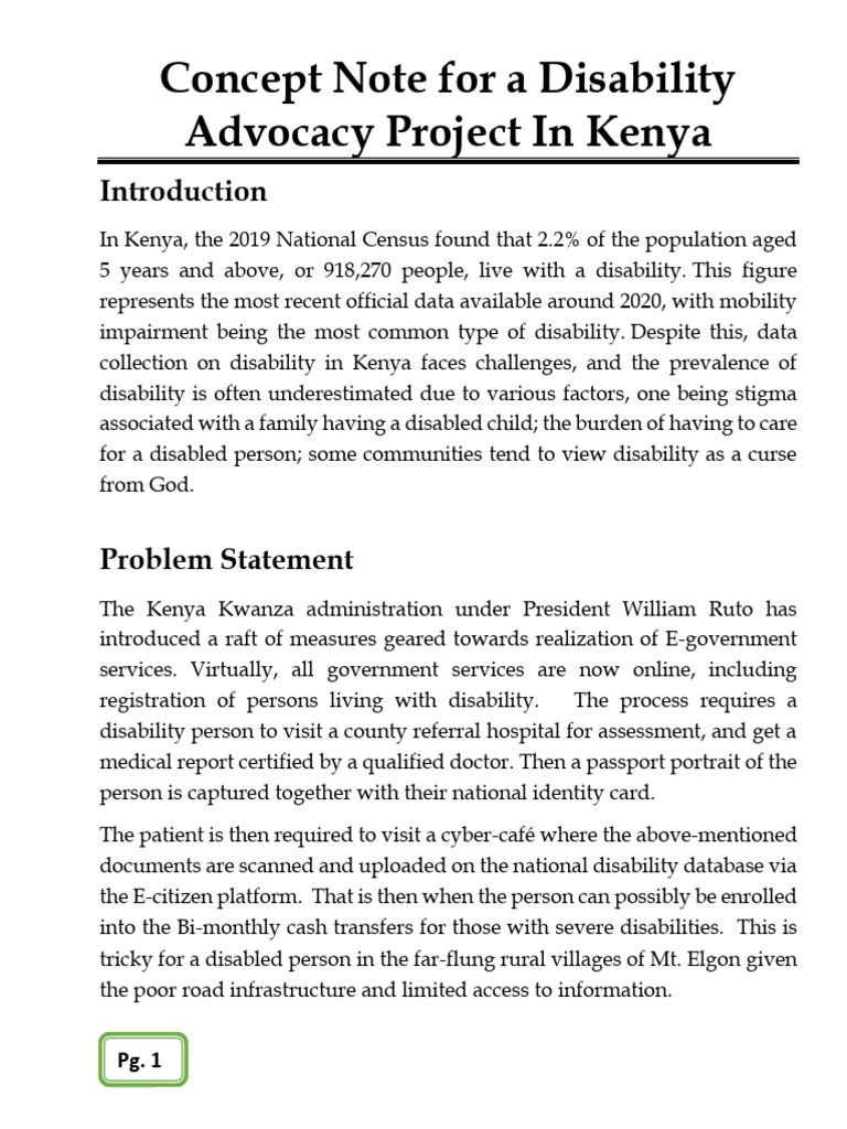 Concept for a Disability Project - Kenya | PDF | Disability | Audit