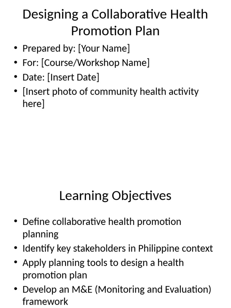 Lecture-5-Collaborative Health Promotion Plan 25slides Notes | PDF ...