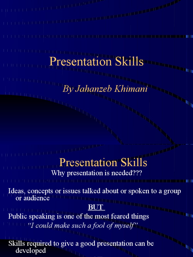 Presentation Skills: by Jahanzeb Khimani | PDF | Sans Serif | Typefaces