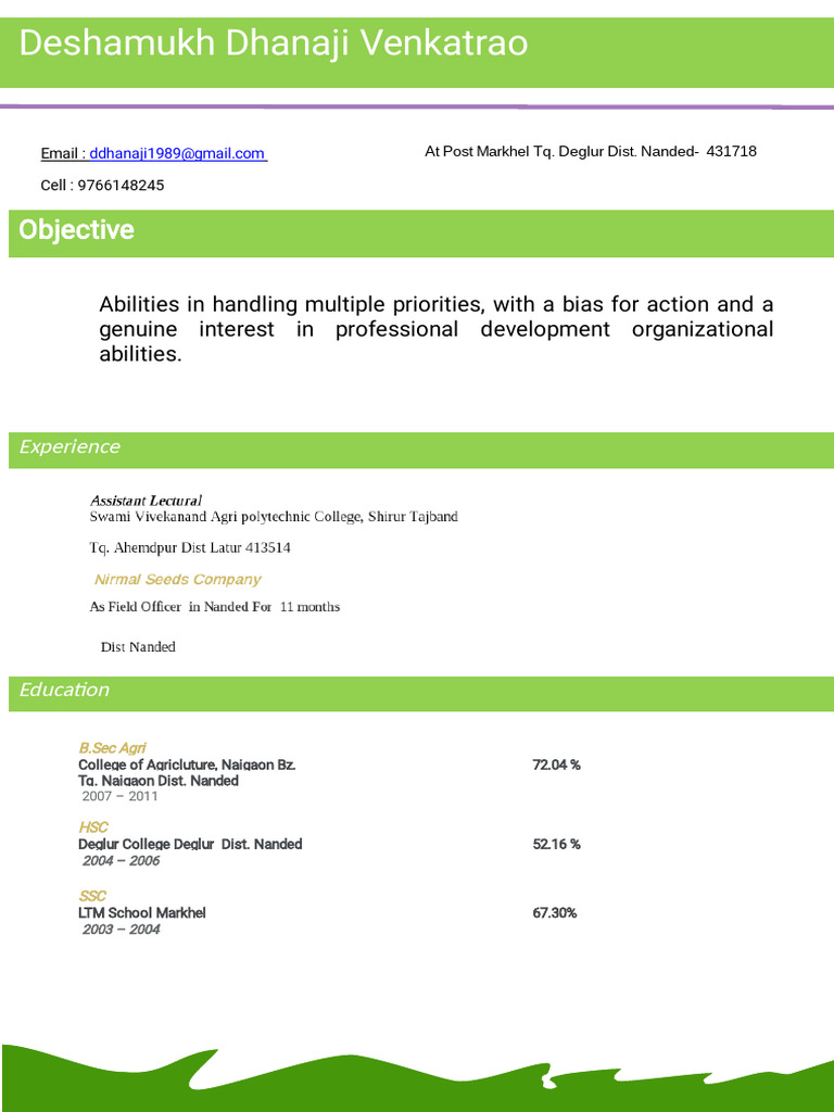 D Dhanaji Resume-1.docx - 1483455512301 | PDF