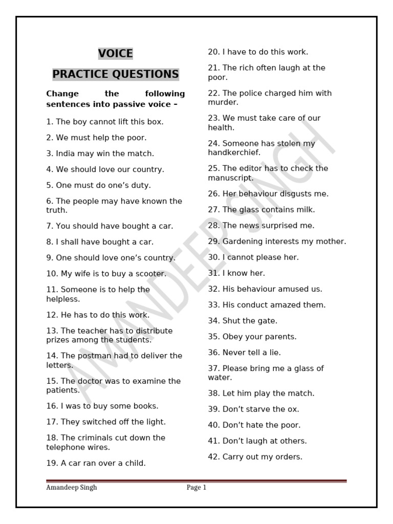 Practice Exercise Voice | PDF