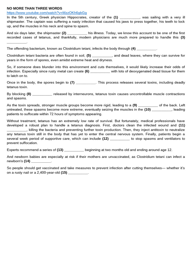 TED-ED - Why Is It So Dangerous To Step On A Rusty Nail | PDF ...