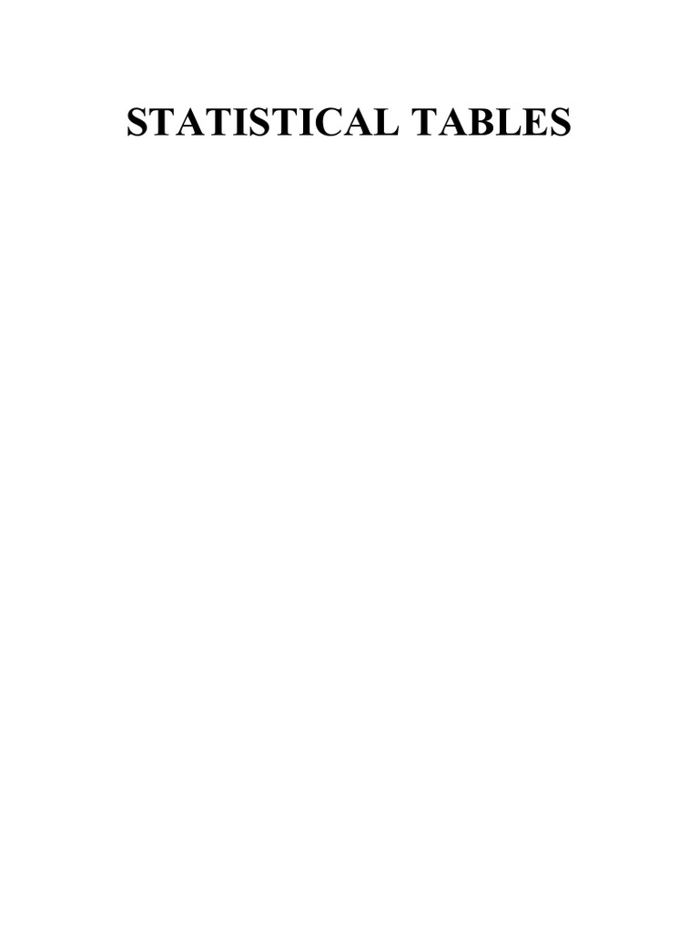 Statistical Tables | PDF