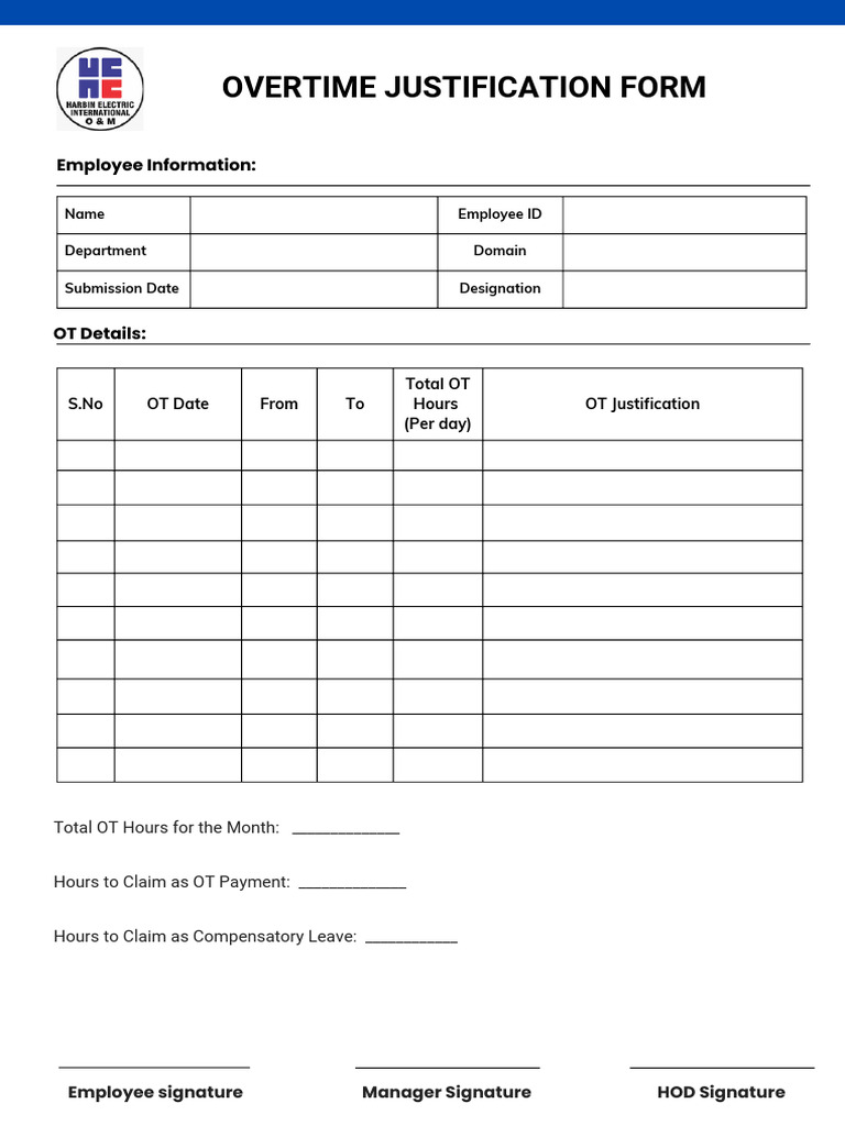 HEI OT Justification Form | PDF