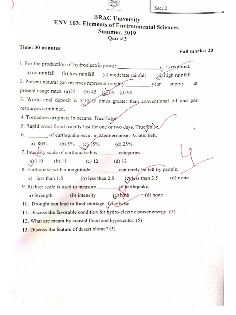 Env103 Quiz 3 s2 - Page 1 | PDF
