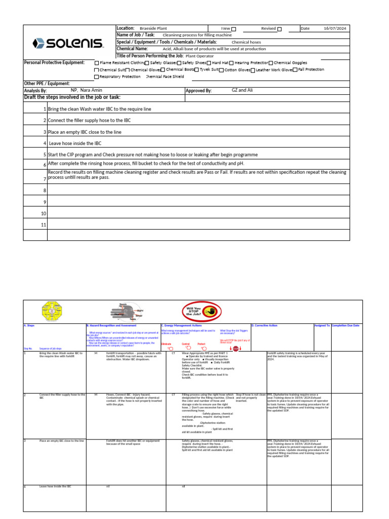 Filling Machine Cleaning Process Guide | PDF | Personal Protective ...