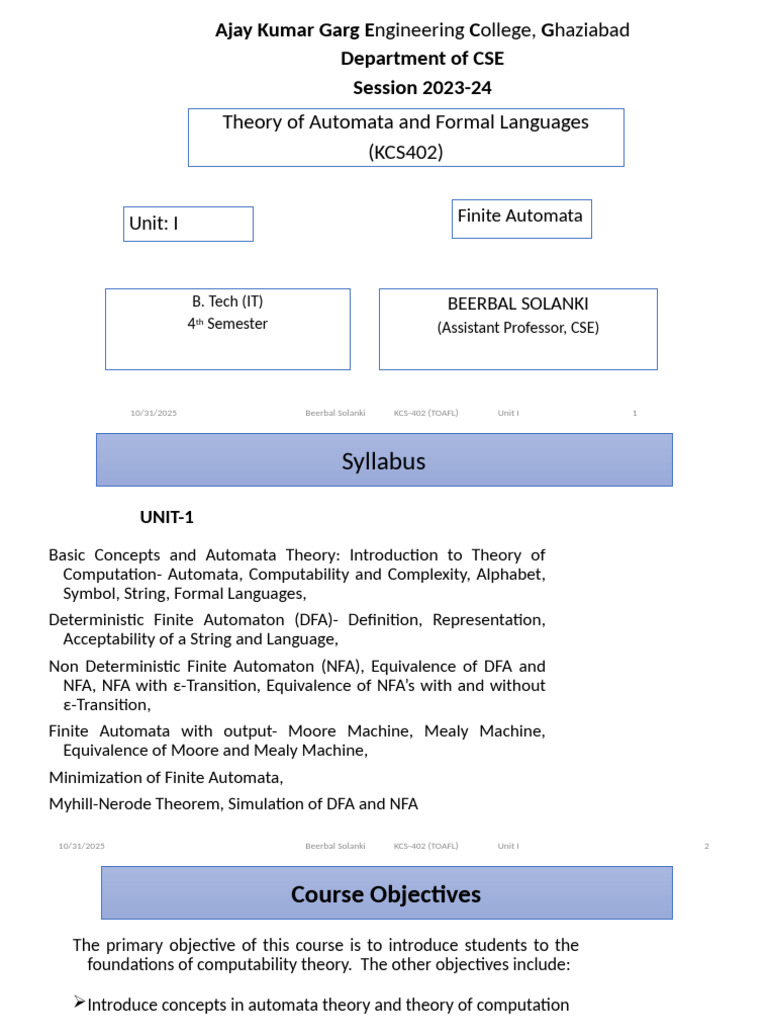 Unit1 Beerbal Solanki | PDF | Automata Theory | String (Computer Science)