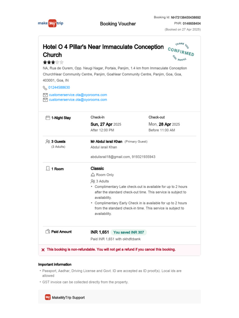 Booking Confirmation Voucher | PDF