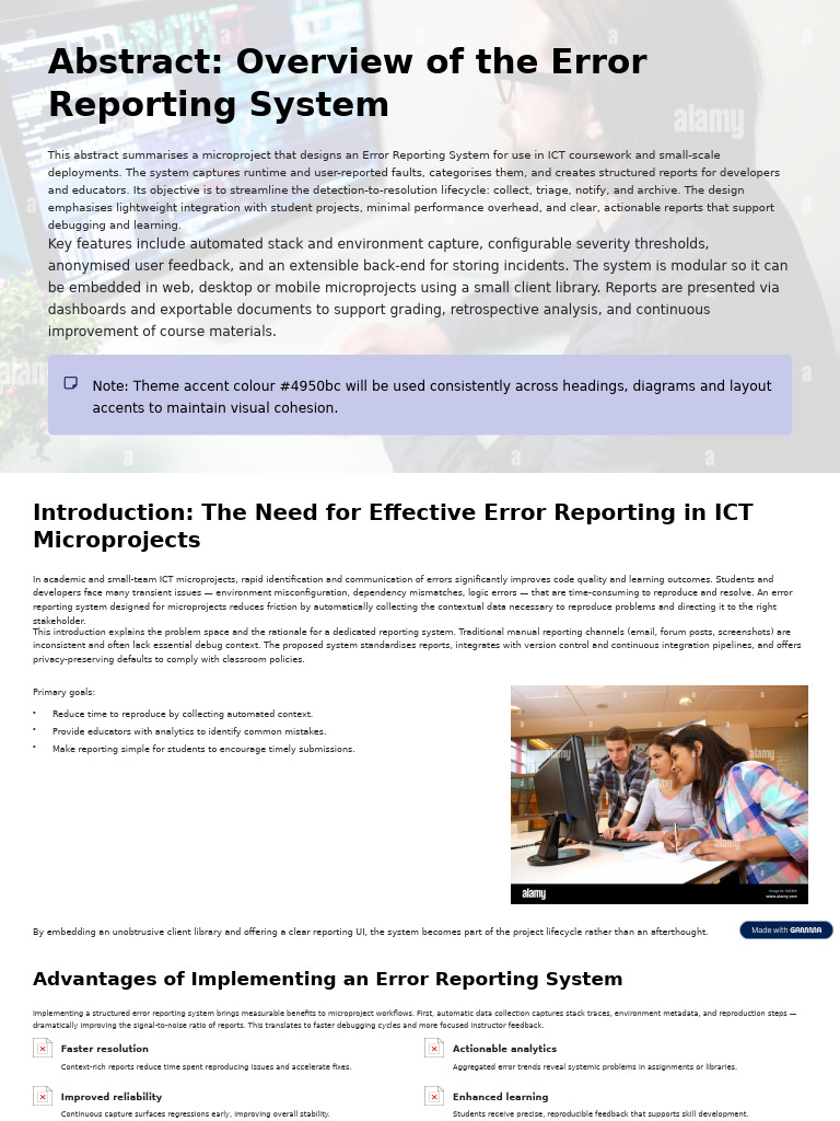 Abstract Overview of The Error Reporting System | PDF | Educational ...