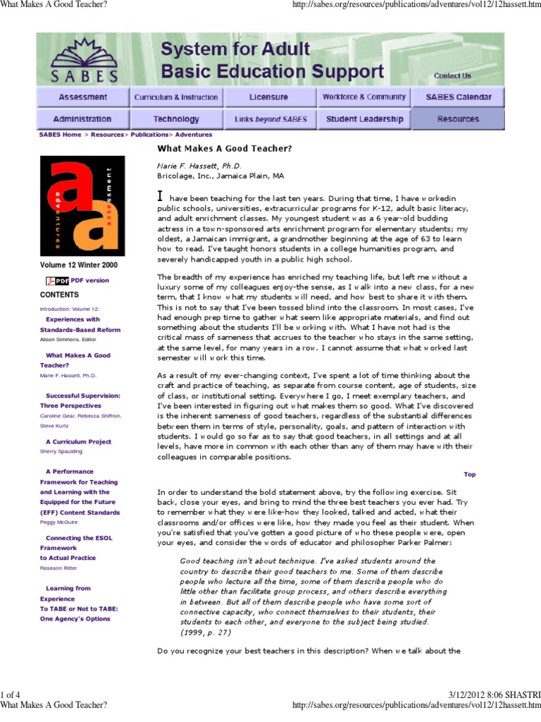 What Makes A Good Teacher | PDF | Teachers | Classroom