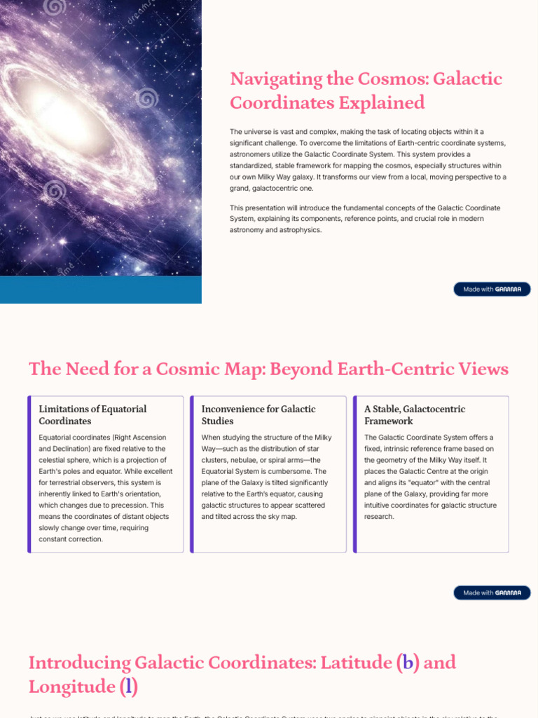 Navigating The Cosmos Galactic Coordinates Explained | PDF | Milky Way ...