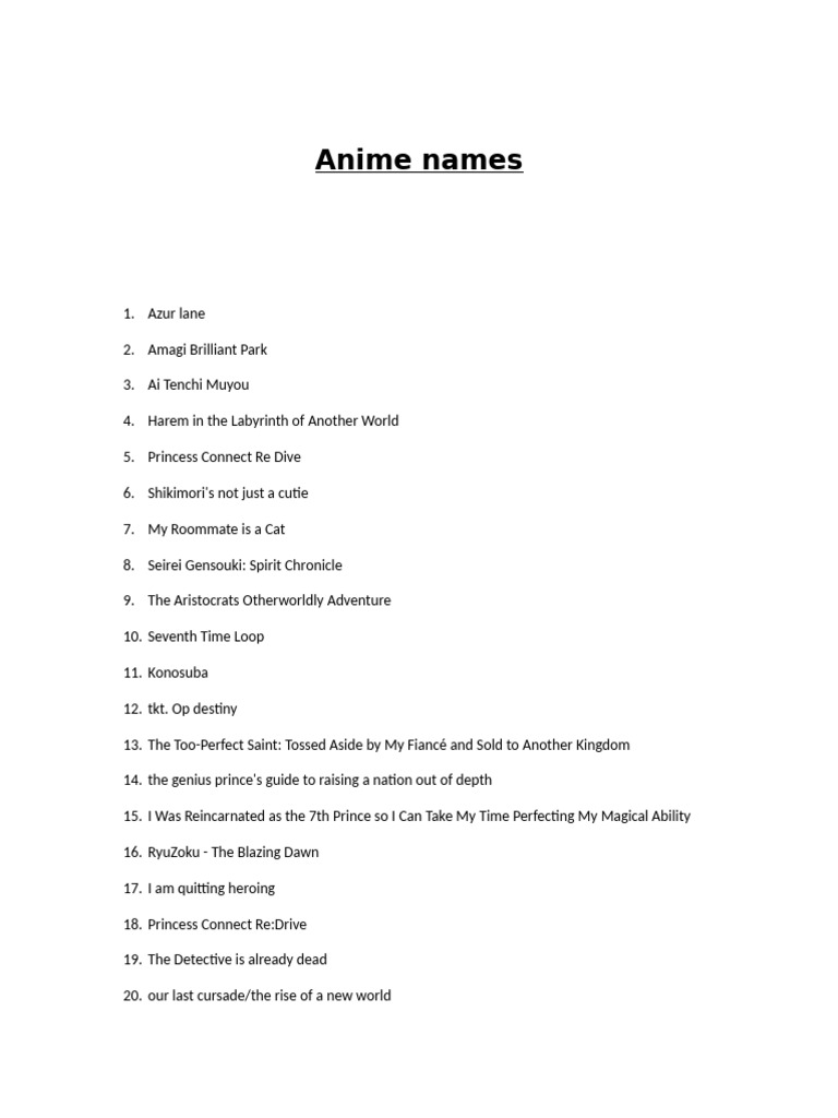 Anime Names | PDF