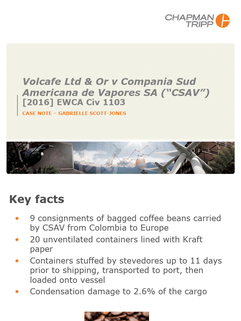 CSAV vs Volcafe: Hague Rules Case Summary | PDF | Cargo | Negligence