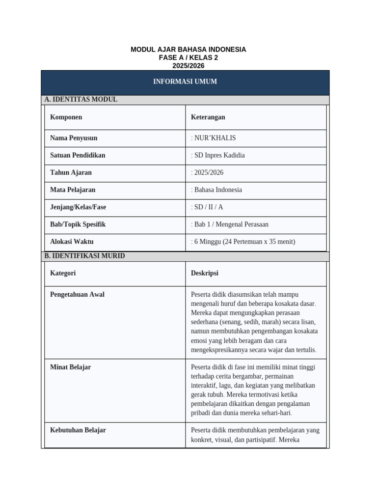 INDO KELAS 2 BAB 1 | PDF