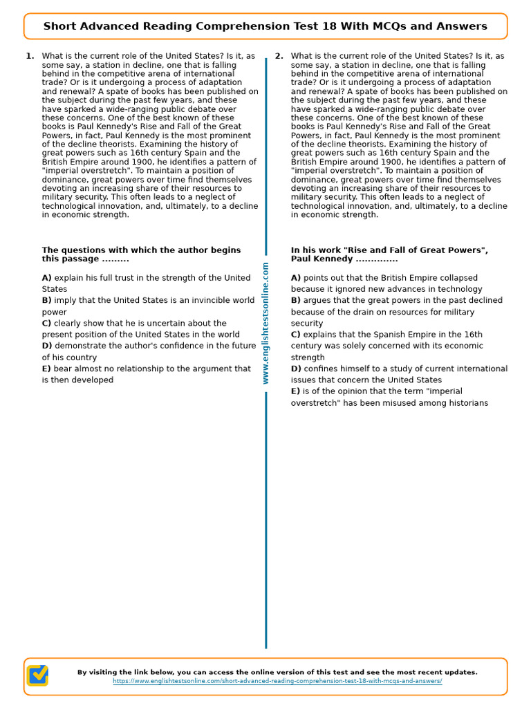 U.S. Global Role: Decline or Renewal? | PDF | Aids | Mind