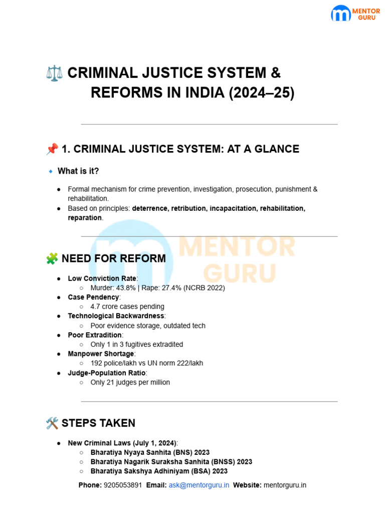 GS2 Day 6 - Criminal Justice | PDF | Crimes | Crime & Violence
